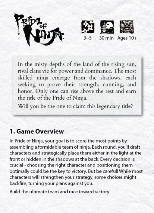 Rules for Pride of Ninja - Ninja Star Games
